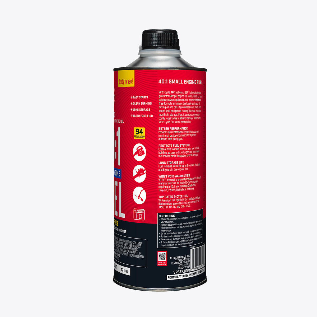 VP 40:1 Fuel Mix: Premixed Small Engine Fuel - Ethanol-Free